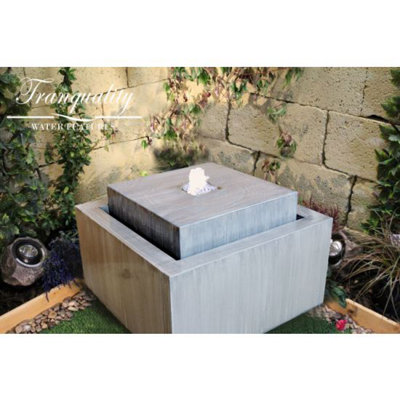Zinc Cube Mains Power Water Feature With Cover