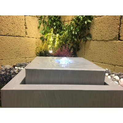 Zinc Cube Mains Power Water Feature With Cover