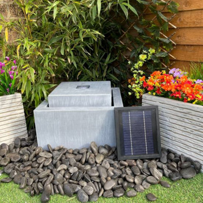Zinc Cube Mains Power Water Feature With Cover