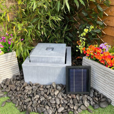 Zinc Cube Mains Power Water Feature With Cover