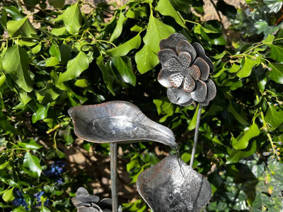 Zinc Flower & Pot Modern Metal Solar Water Feature