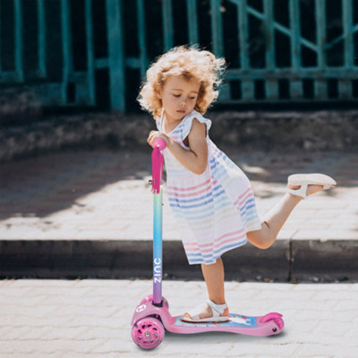 Zinc Kids Girls / Boys Three Wheeled Light Up Explorer Scooter 3+ Years ...
