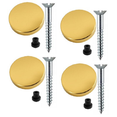 Zinc Mirror Screws 32mm Pack of 4 with Rubber Washers and 25mm Polished ...