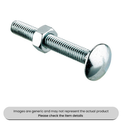 Zinc Plated Cup Square Head Coach Bolts & Nuts Metric M8X30 Pack Qty 50