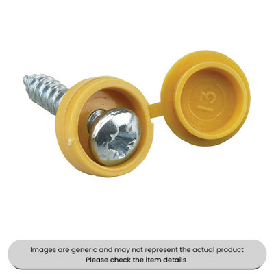 Zinc Plated Number Plate Fixings Yellow Flip Top Screws 8X3/4" Pack Qty 100