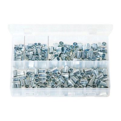 Zinc Plated Steel Threaded Inserts Splined Assorted Sizes Box of 225 Pieces