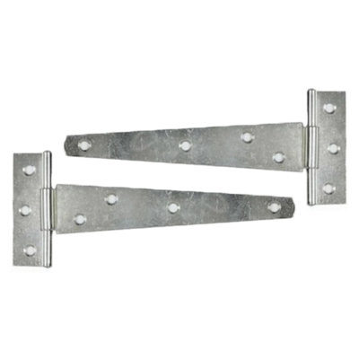 Zinc Plated Tee Hinge Steel Pair 10" 250mm Medium Duty T Hinge, Pack of 2