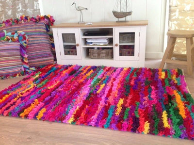 Buy ZINDA Fluffy Shaggy Rug Multicolour Amazing Boho Chic Style ...