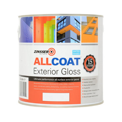 Zinsser Allcoat Exterior Gloss Water Based Mixed Colour Ral 7021 2.5L