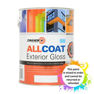 Zinsser Allcoat Exterior Gloss Water Based Mixed Colour Ral 8002 5L