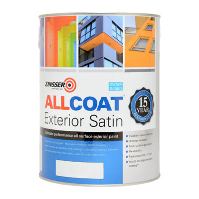 Zinsser Allcoat Exterior Satin Water Based Mixed Colour Ral 7038 5L | DIY at B&Q