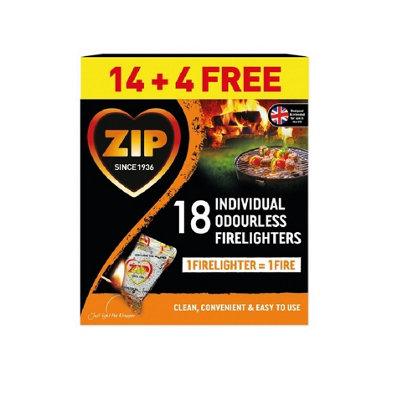Zip 18 Fast & Clean Wrapped Firelighters (Pack of 6)