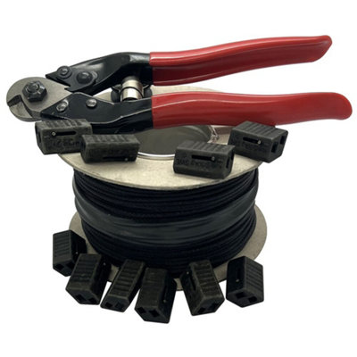 Zip Clip Blackened KL-100 Wire Hanging Kit ( 100m 2mm Wire Rope - 20 x ...