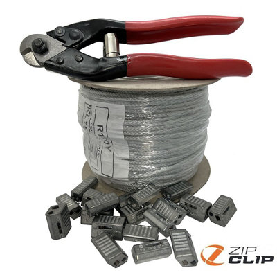 Zip Clip KL-100 Wire Hanging Kit ( 100m 2mm Wire Rope - 20 x KL-100 Zip ...
