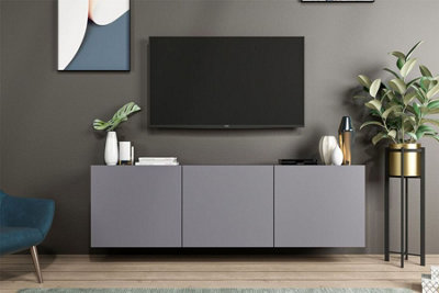 Zirab TV Unit Stand Bench - Grey | DIY at B&Q