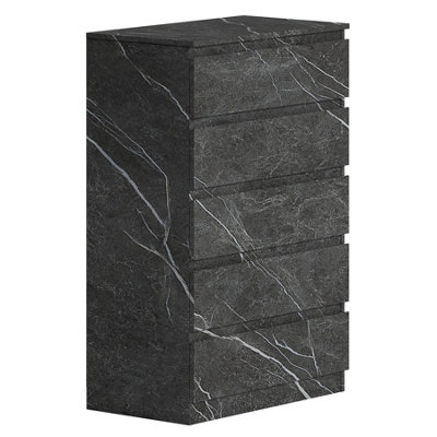 ZITA Grey Marble Effect 5 Drawer Chest - Modern Storage Unit, (L) 40cm ...
