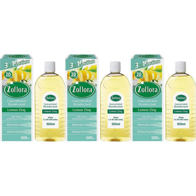 Zoflora Concentrated Antibacterial Disinfectant, 3 in 1 Lemon Zing ...