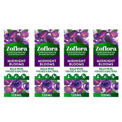 Zoflora Midnight Bloom Concentrated Disinfectant 4 Pack 120ml Multi ...