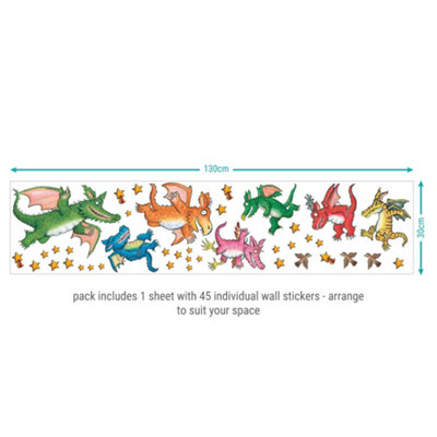 Zog and Dragons Wall Sticker Pack Children's Bedroom Nursery Playroom ...