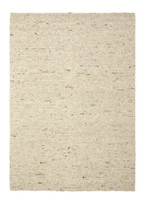 Zola Rectangular Shaped Hand Carded Rug - Wool - L80 x W250 x H1 cm - Beige