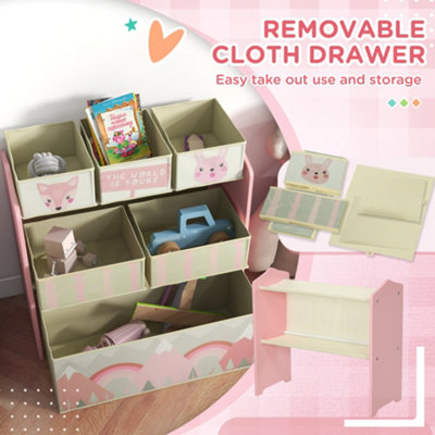 ZONEKIZ Kids Storage Unit with 6 Boxes, Childrens Toy Storage Organiser ...
