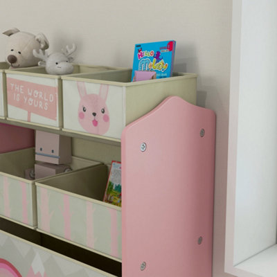ZONEKIZ Kids Storage Unit with 6 Boxes Childrens Toy Storage Organiser Pink