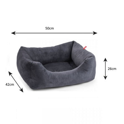 Zoon Charcoal Grey Velour Square Dog Bed