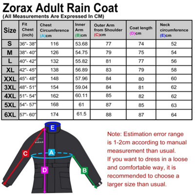 Zorax Motorcycle Motorbike Adult Rain Coat Jacket Tops Zipper ...