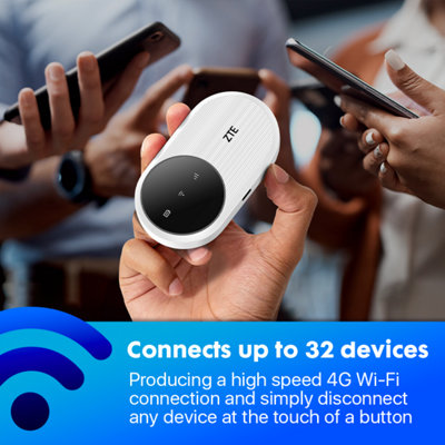 ZTE U10 x Pre-Loaded 24GB "Plug & Play" Three Data SIM Wi-Fi 6/4G Portable Low Cost Travel Hotspot