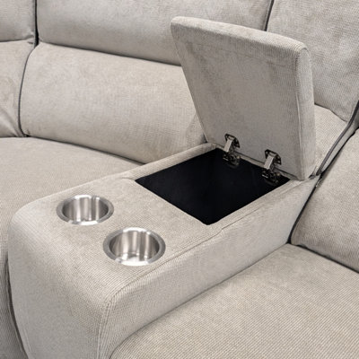 Zurich Beige L Shaped Electric 5 Seater Reclining Corner Sofa Smart ...