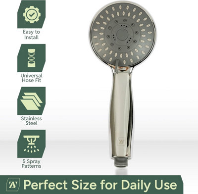 Zuvo Adjustable High Pressure Shower Head Universal Handheld Showerhead ...
