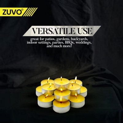 Zuvo Citronella Tealights - Pack of 25, 4-Hour Burn Scented Candles for ...