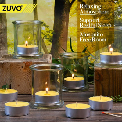 Zuvo Citronella Tealights - Pack of 25, 4-Hour Burn Scented Candles for ...