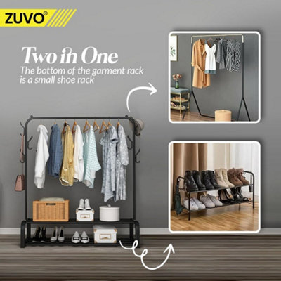 ZUVO HEAVY-DUTY CLOTHES RAIL 146 X 110 X 40 CM WITH BOTTOM STORAGE FOR ...