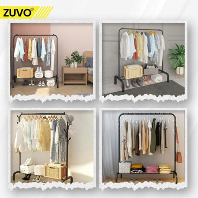ZUVO HEAVY-DUTY CLOTHES RAIL 146 X 110 X 40 CM WITH BOTTOM STORAGE FOR ...