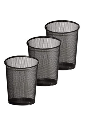 Zuvo Pack of 3 Circular Mesh Waste Paper Bin, Lightweight Waste Basket ...