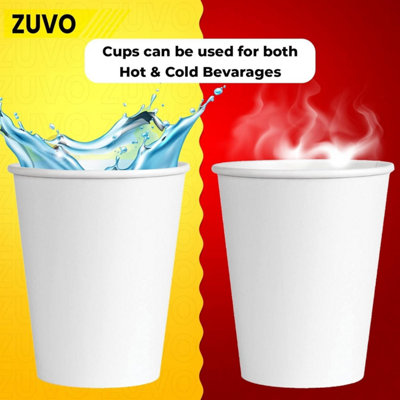 Zuvo Paper Cups 8oz 1000 Pack Single Wall White Disposable Cups for Hot ...