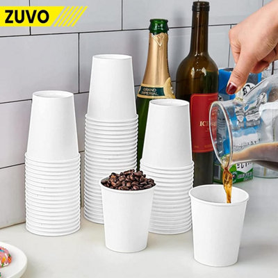 Zuvo Paper Cups 8oz 1000 Pack Single Wall White Disposable Cups for Hot ...