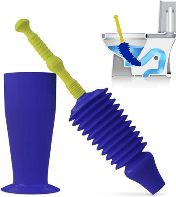 Zuvo Powerful Push Toilet Unblocker Blue and Yellow Plunger for Drains ...