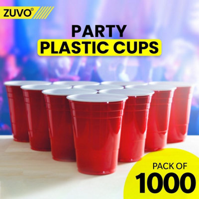 Zuvo Red Plastic Party Cups 12 Oz Pack of 50 Durable, Stackable ...