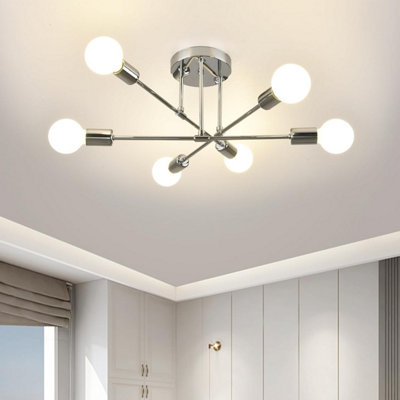 Zydtrip Sputnik Chandelier Light Fixture - Adjustable Silver Ceiling ...